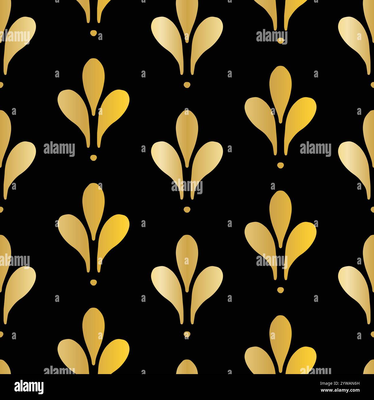 Seamless vector pattern with gold fleur de lis flowers on black ...