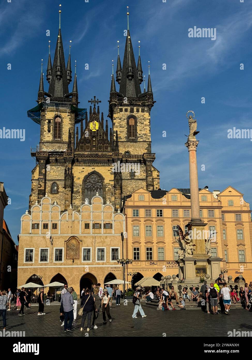 Tyn Church, Virgin Mary Column in Old Town Square, Prague, Czech ...