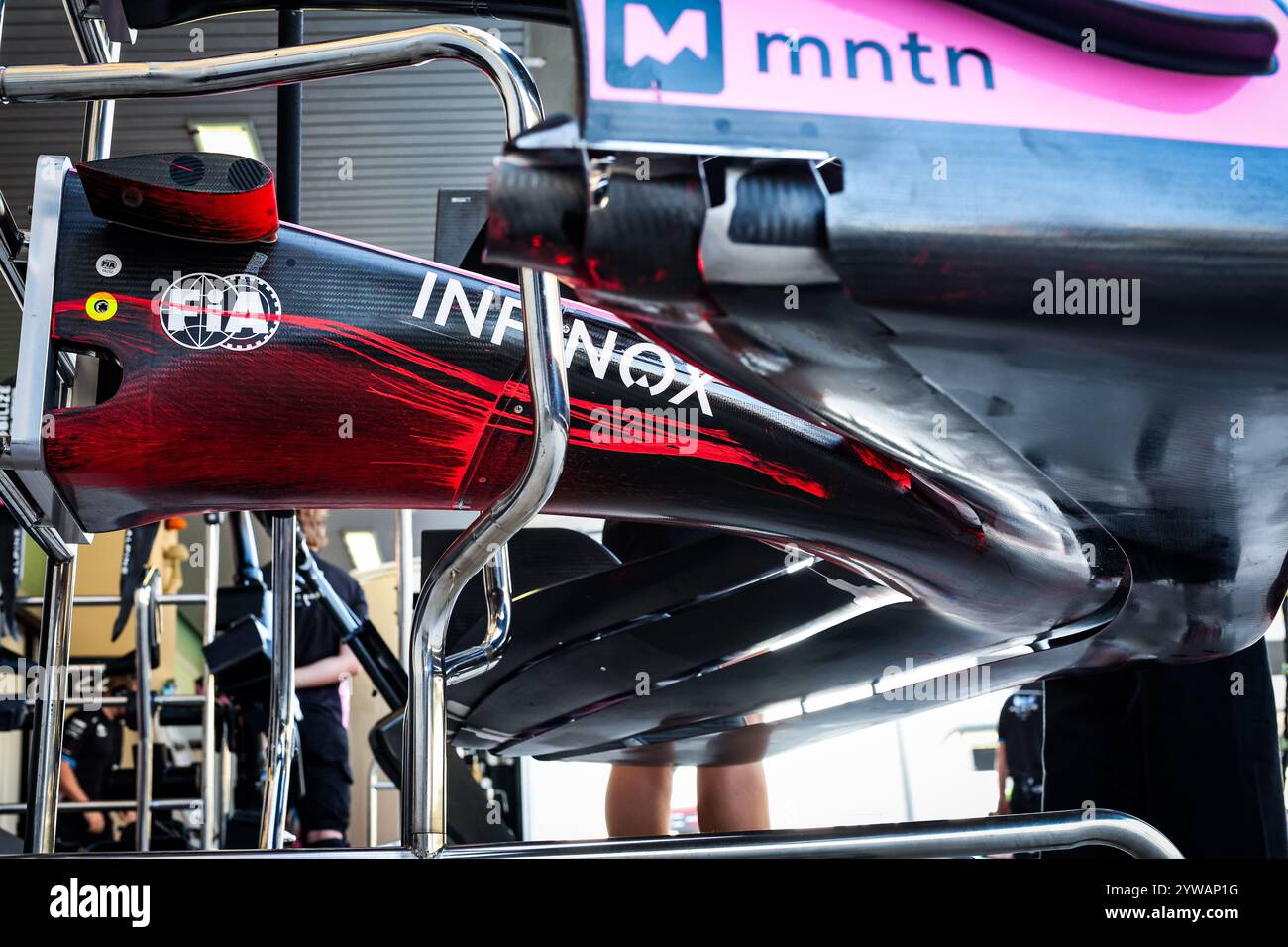 Flow vis paint on the Alpine F1 Team A524 front wing, during the ...
