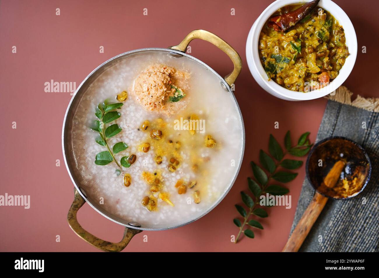 Kerala Rice Porridge or Conjee| Kanji payar and Chammanthi Stock Photo ...