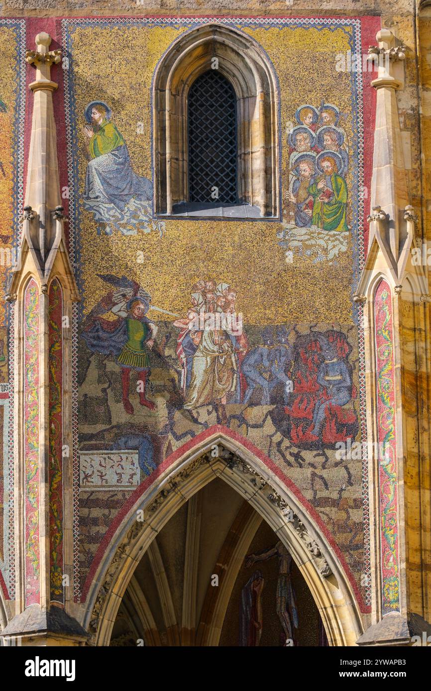 St. Vitus Cathedral, Detail (Right Panel) of the Mosaic of the Last Judgment, Showing Souls ...