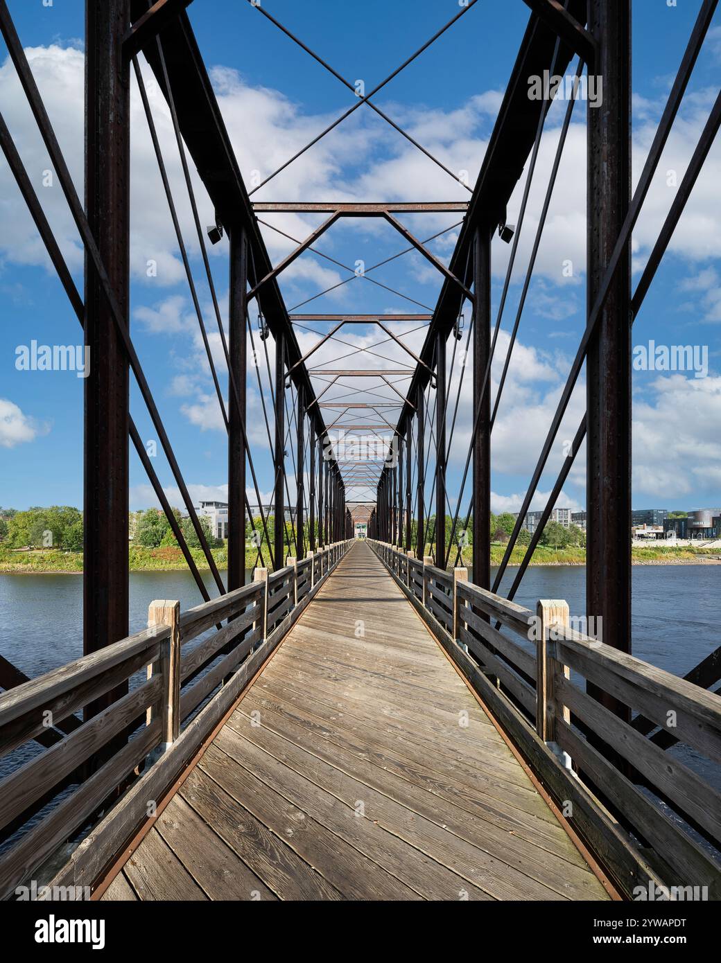 Pedestrian bridge on the Chippewa River State Trail in downtown Eau ...