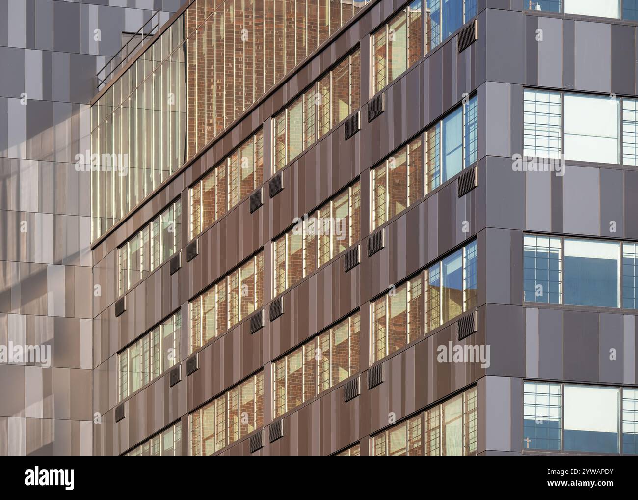 Background abstract of modern glass facade of Lismore Hotel in downtown ...