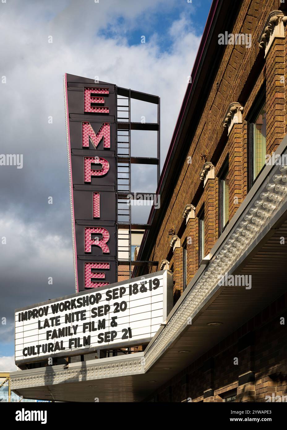 Theater marquee and neon sign at iconic Empire Arts Center at 415 ...