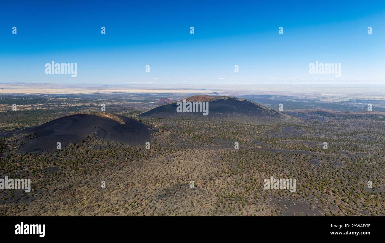 Aerial photograph of cindoer cones near Sunset Crater Volcano National ...