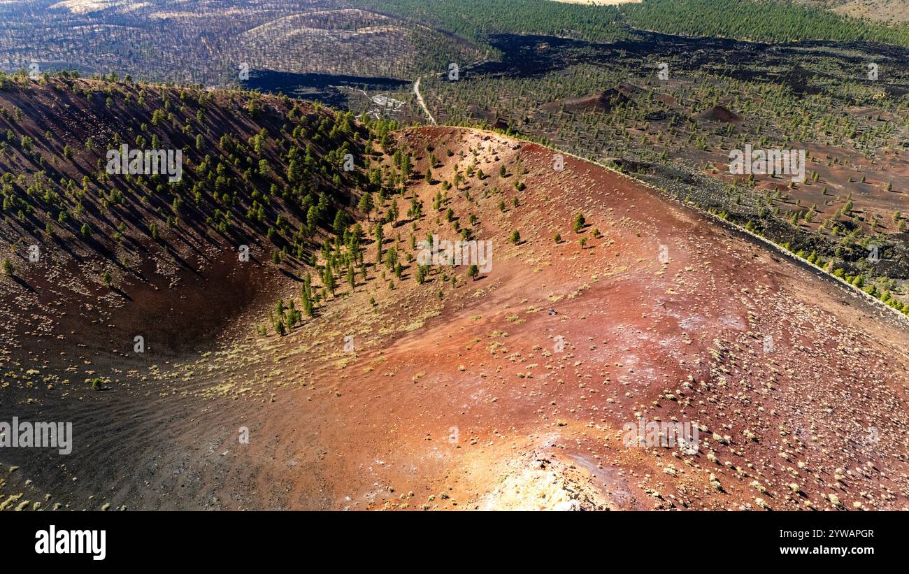 Aerial photograph of Sunset Crater Volcano National Monument, an ...