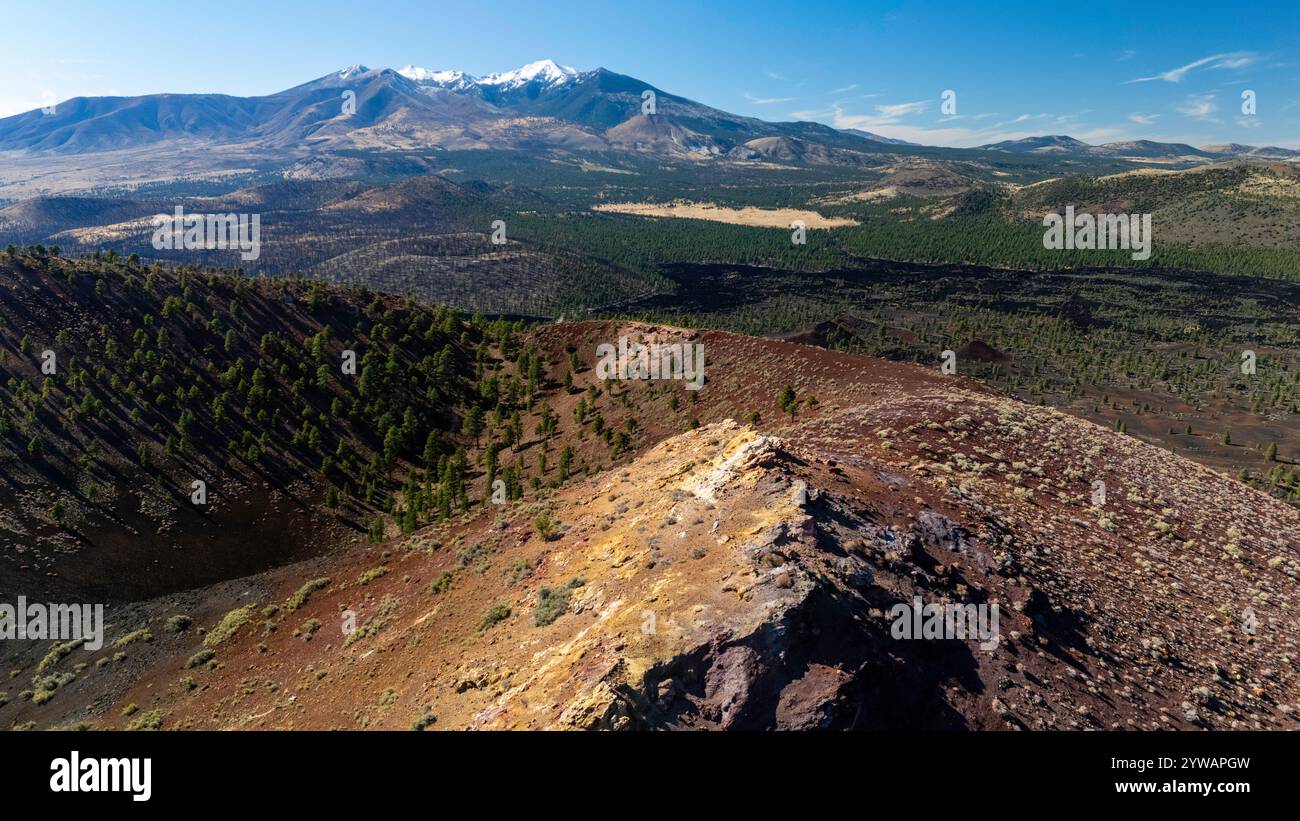 Aerial photograph of Sunset Crater Volcano National Monument with the ...