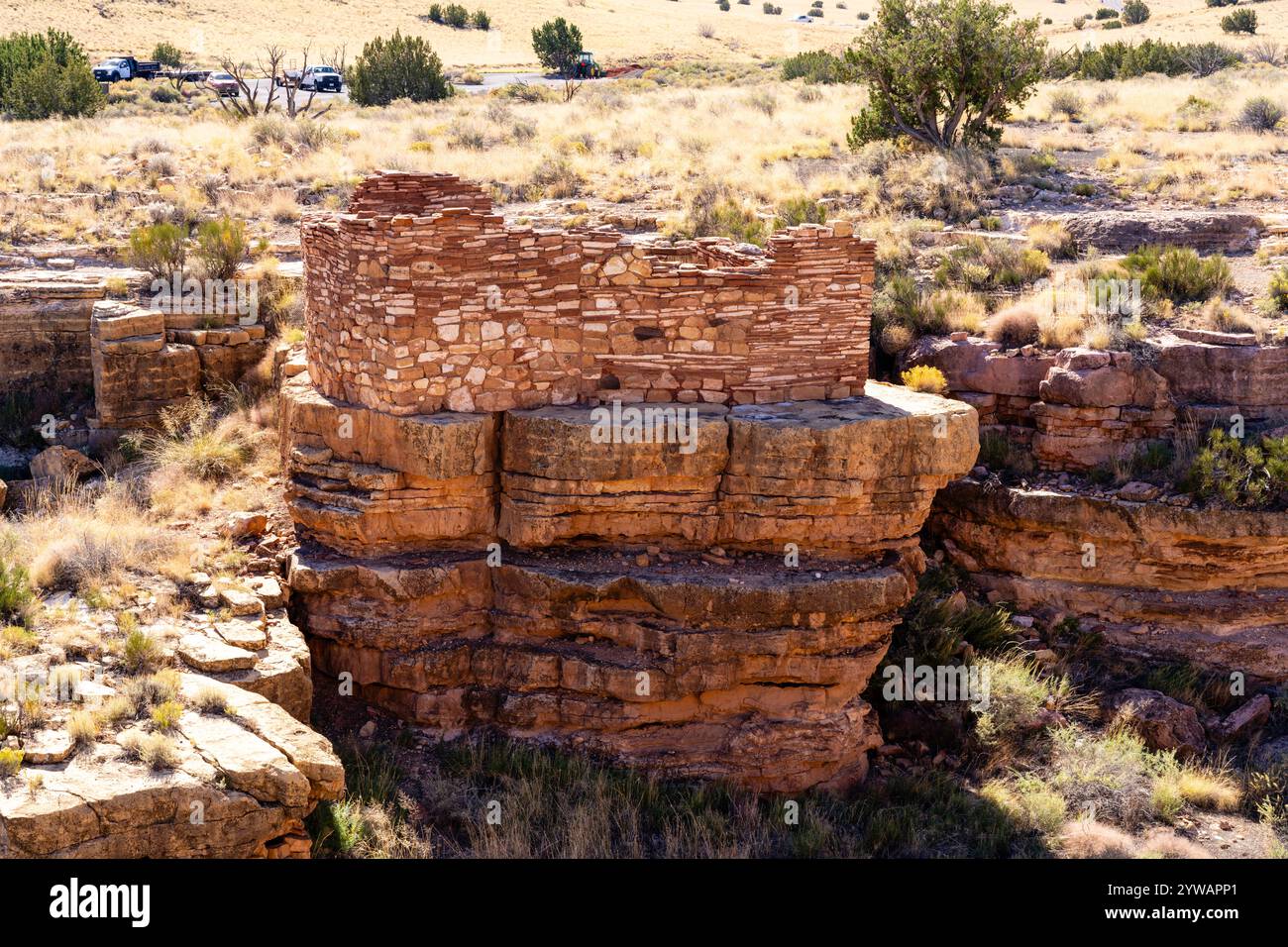 Photograph of a restored building created by ancient Native Americans ...