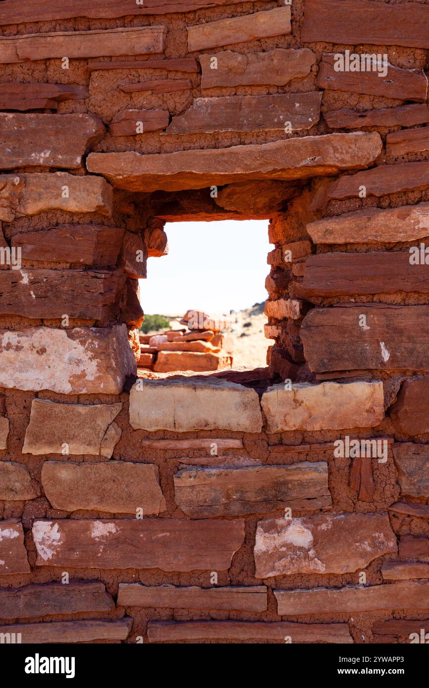 Photograph of a restored building created by ancient Native Americans ...