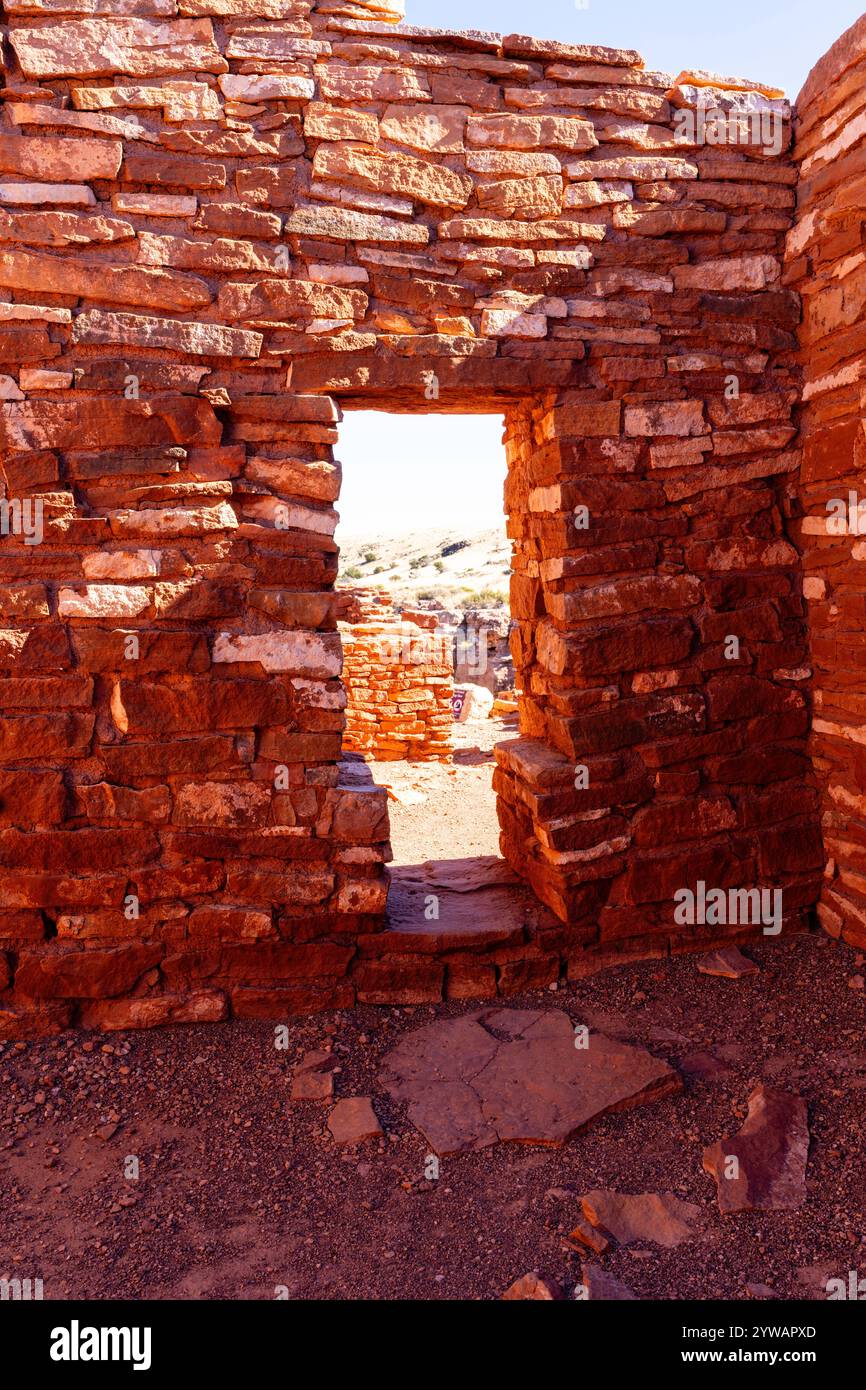 Photograph of a restored building created by ancient Native Americans ...