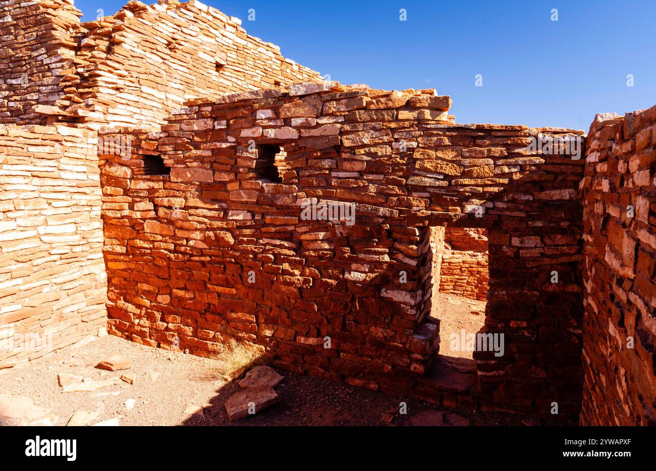 Photograph of a restored building created by ancient Native Americans ...