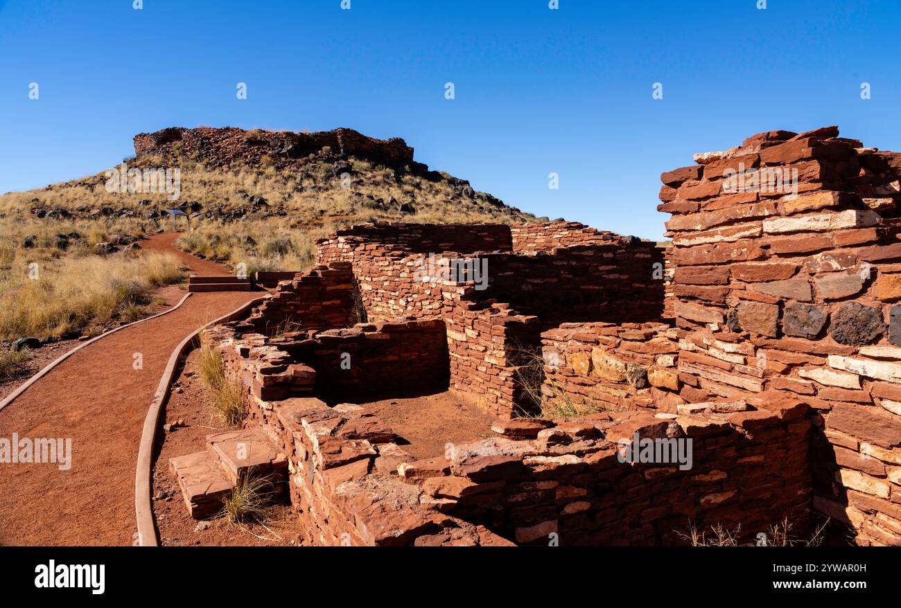Photograph of a restored building created by ancient Native Americans ...