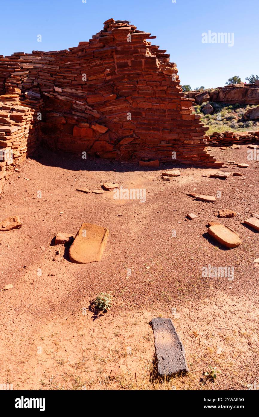Photograph of Wupatki Pueblo, a partially restored building created by ...
