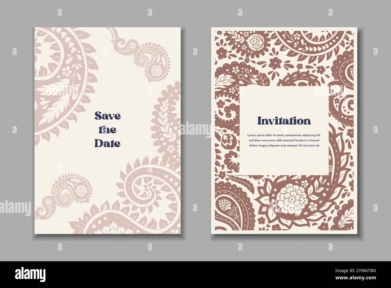 Two greeting cards set with paisley motifs Stock Vector Image & Art - Alamy