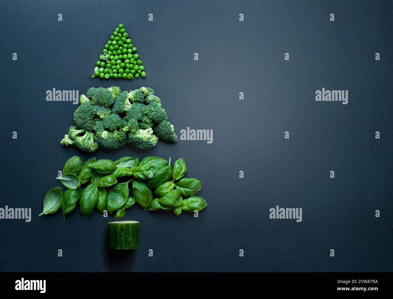 Healthy christmas tree made from healthy greens including broccoli ...