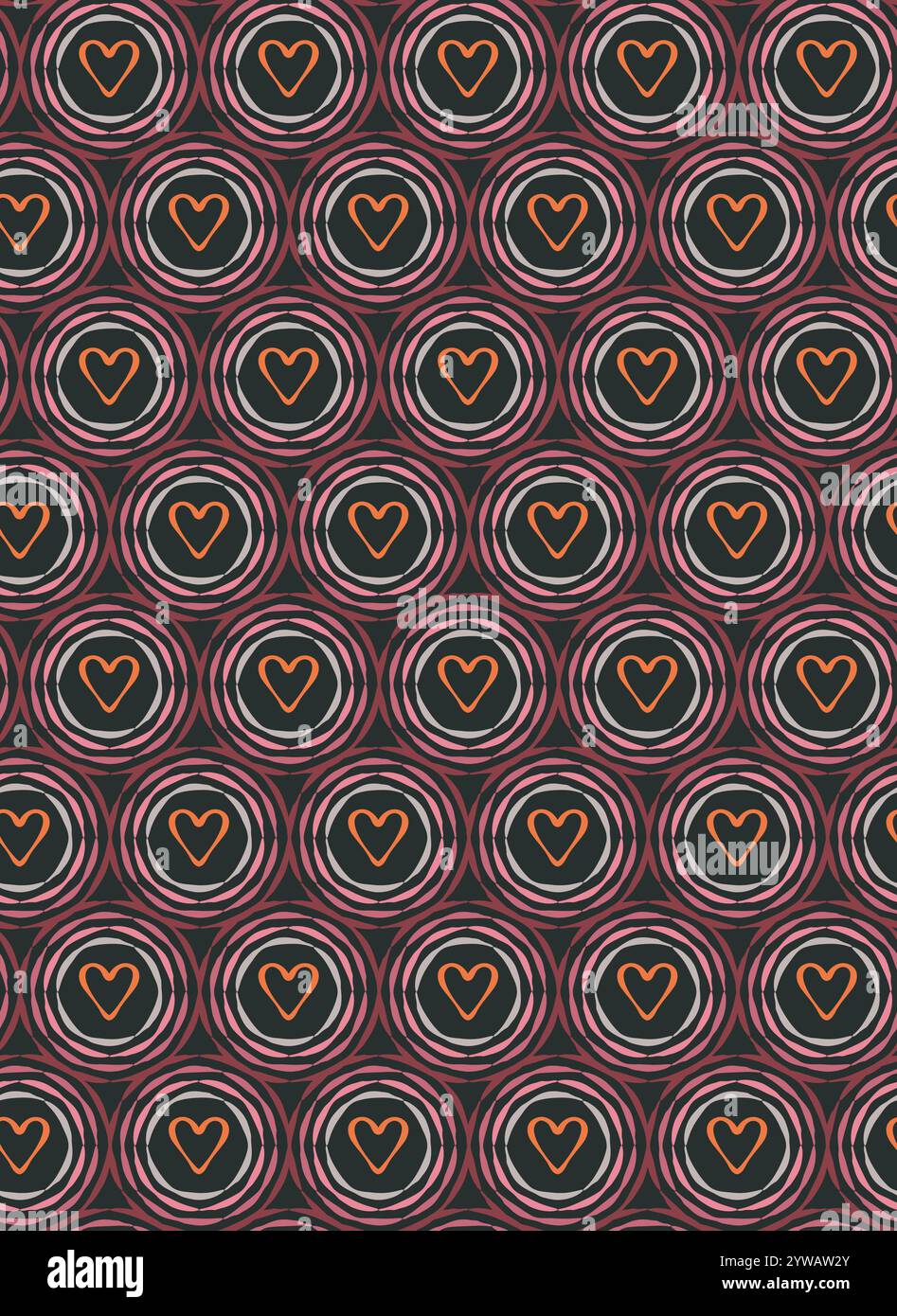 Abstract heart shape modern seamless pattern. Geometrical grid. Hand ...