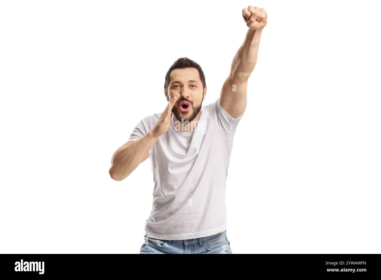 Excited man screaming gesturing isolated hi-res stock photography and ...