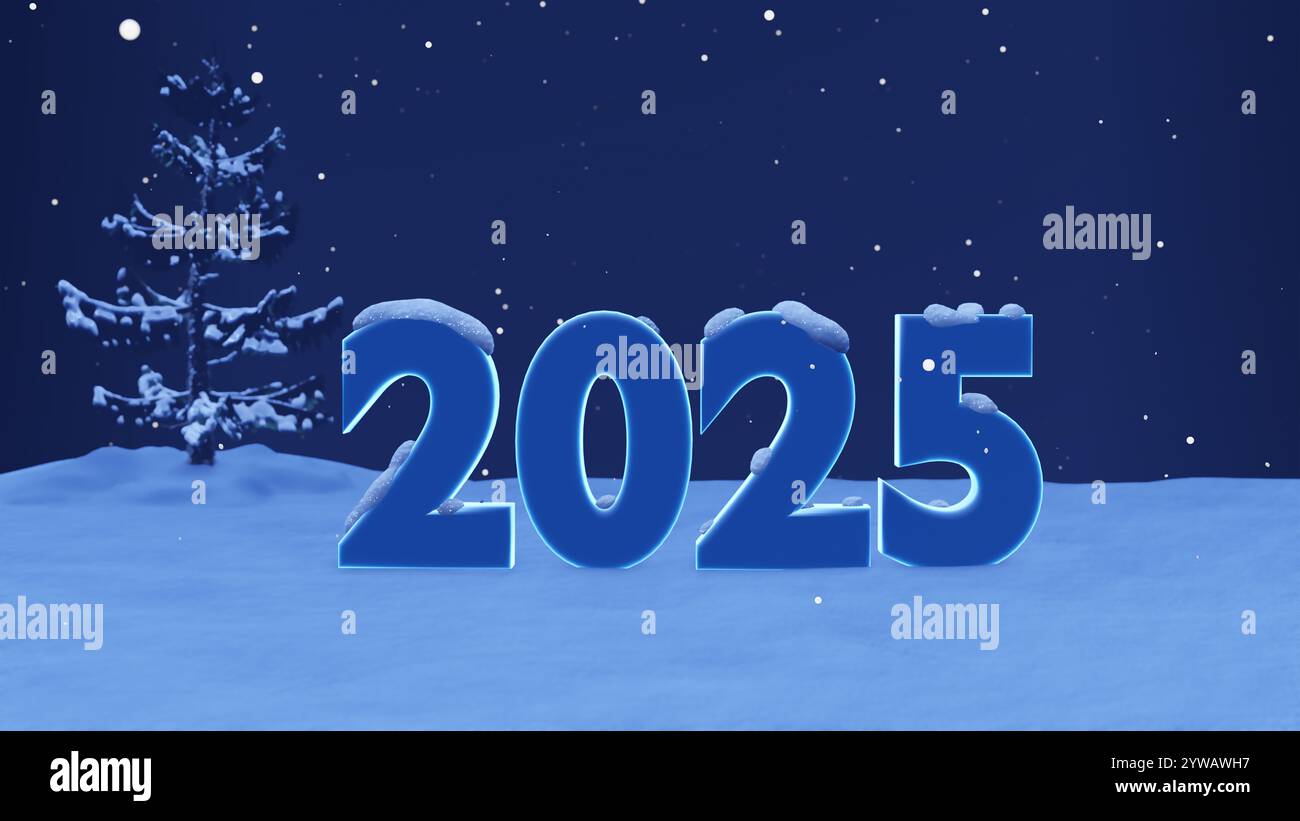 Happy new year 2025.New Years Number Fun Illustration 8k. Goodbye 2024 ...