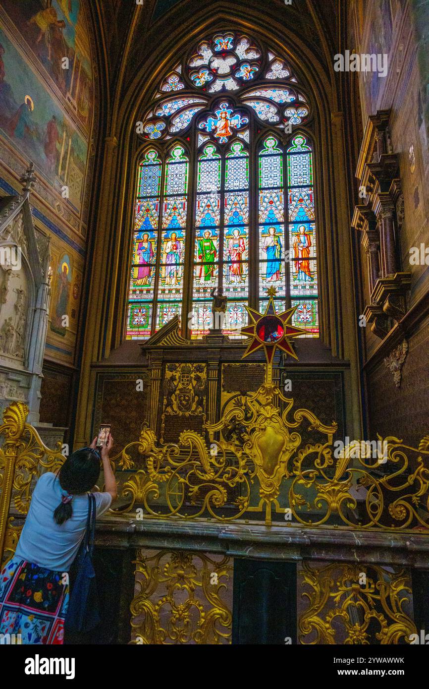 Prague, Czechia, Czech Republic, Tourist Photographing Stained Glass ...