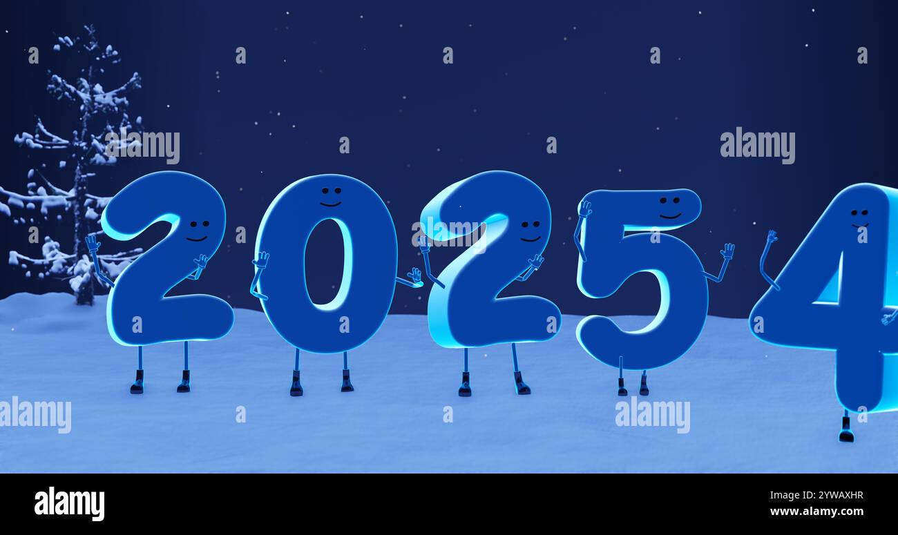 Happy new year 2025.New Years Number Fun Illustration 8k. Goodbye 2024 ...