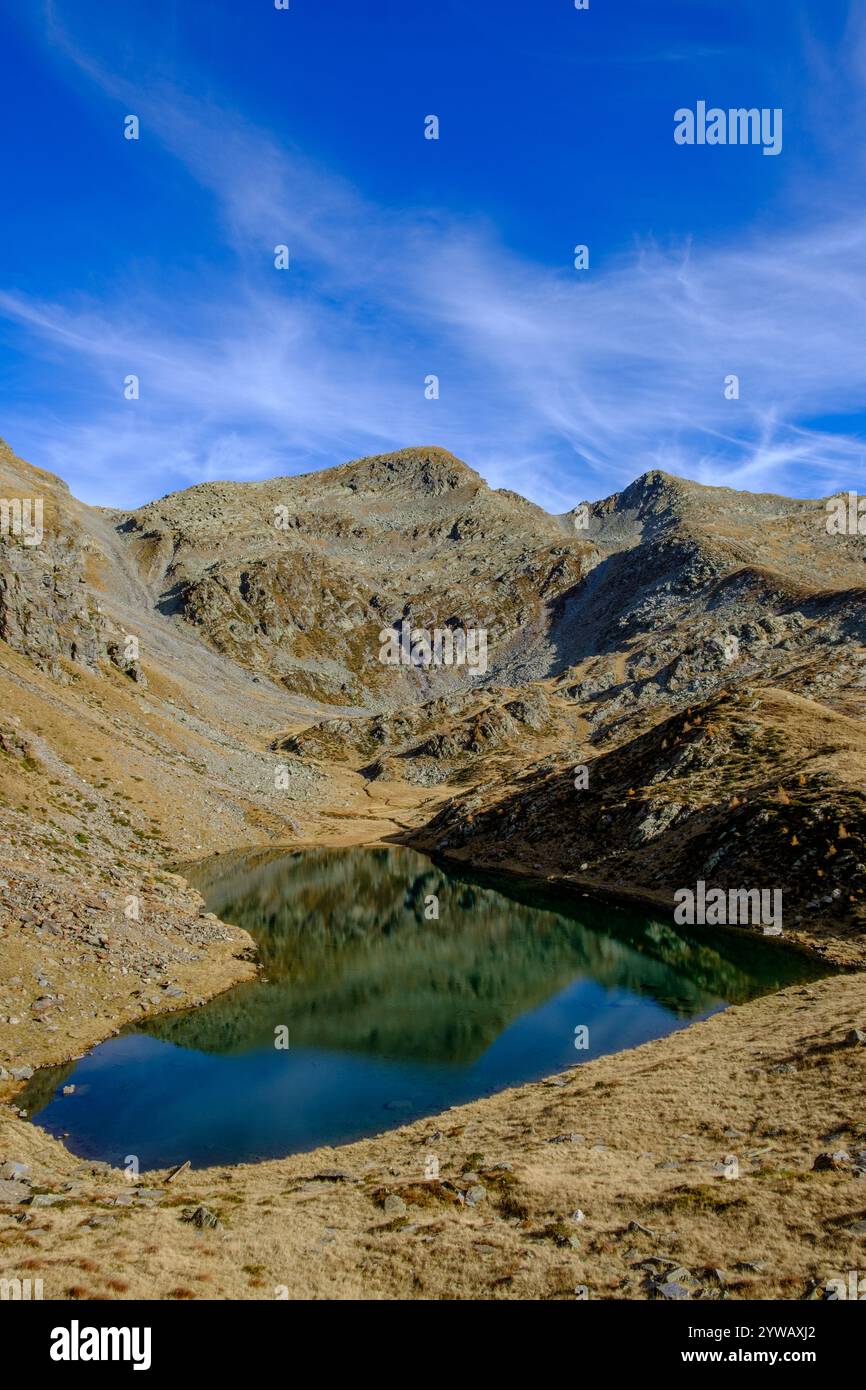 Stunning heart shaped Caldaresc lake in Calanca Valley, Grigioni region ...