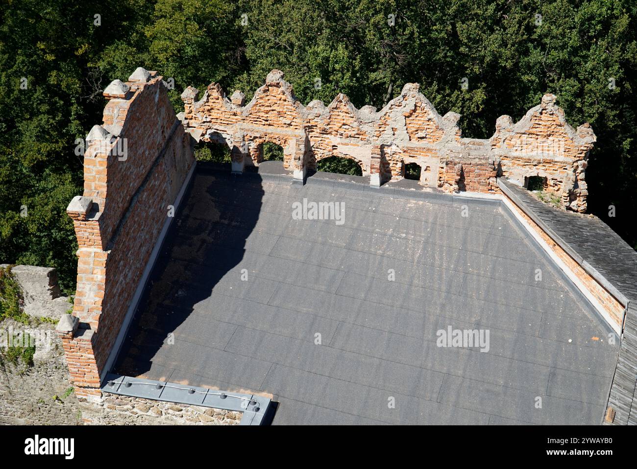 Zagorze Slaske, Poland - August 13th, 2024 - Grodno Castle - roof from ...