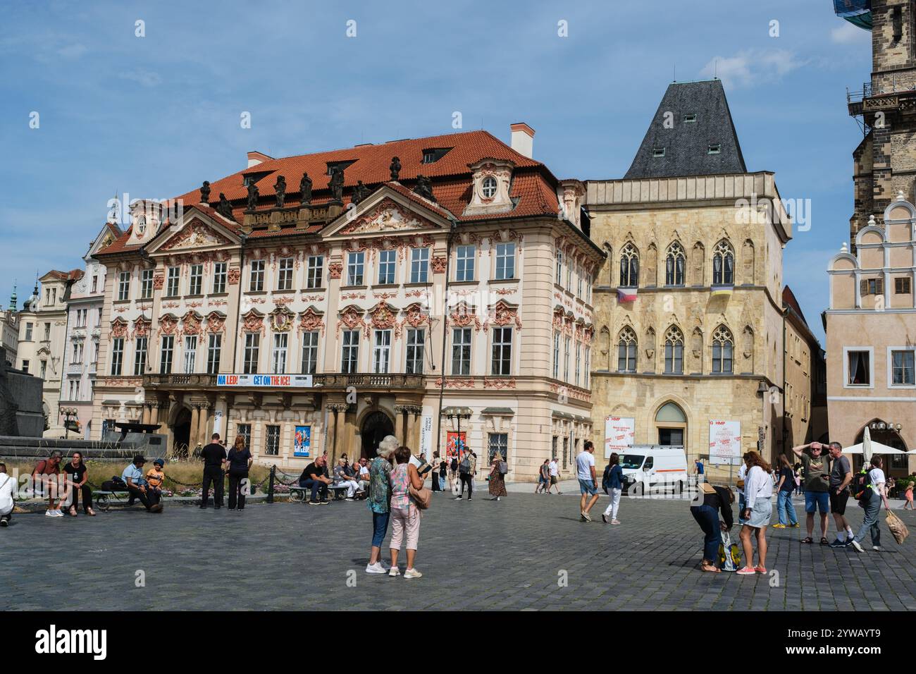 Kinsky Palace; House by the Bell on right, Old Town Square. Prague ...