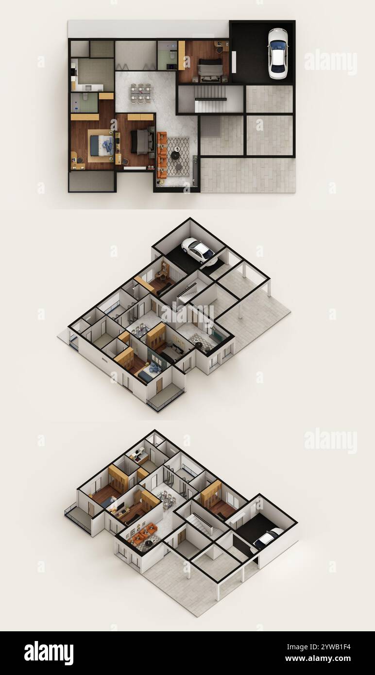 Small compact apartment isometric view 3d render Stock Photo - Alamy