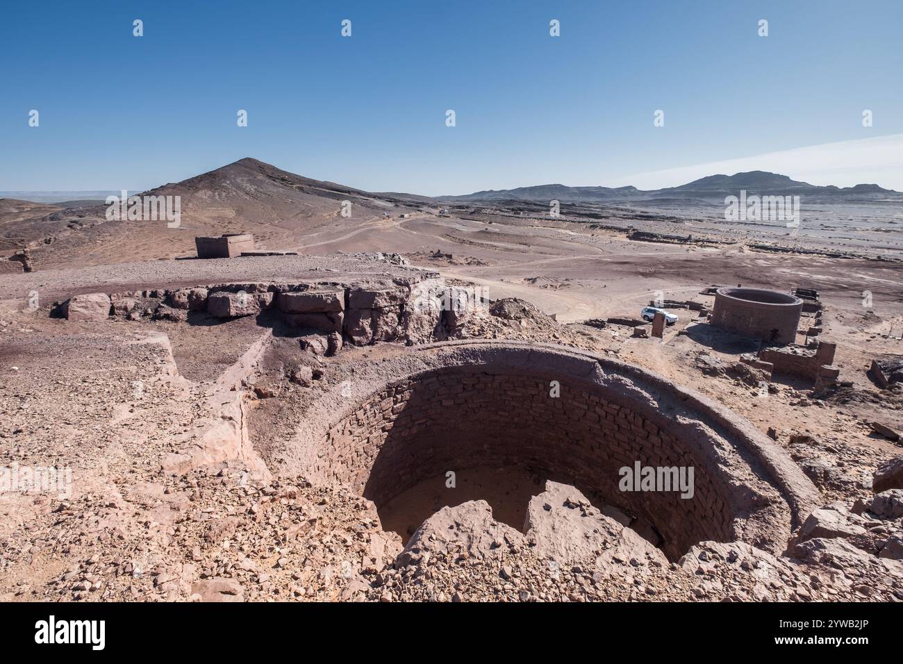 Panoramic view of the ancient seabed of the black desert of Morocco ...
