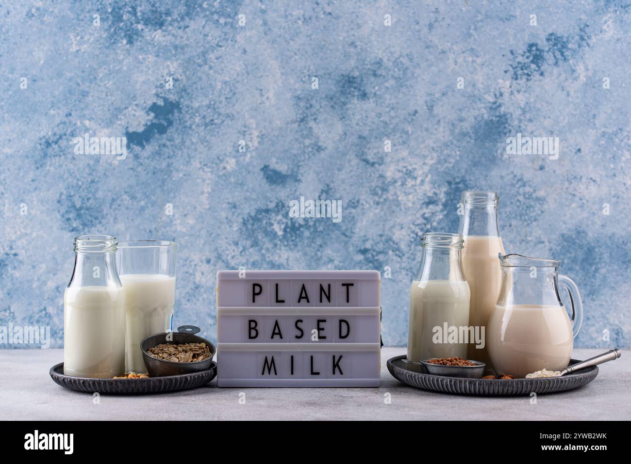Plant based vegan non dairy alternative milk Stock Photo - Alamy