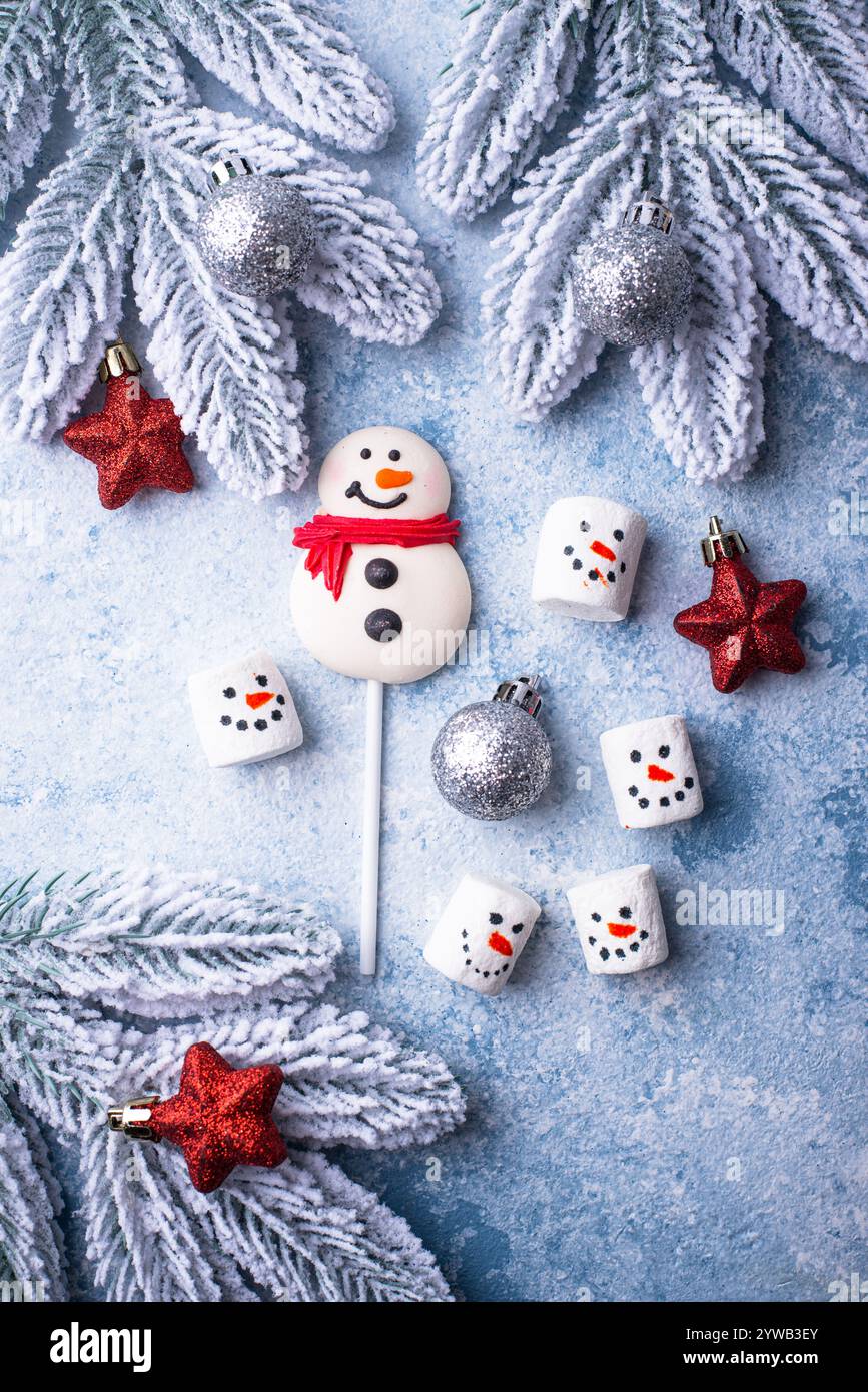 Christmas candy marshmallow in shape of snowman Stock Photo - Alamy