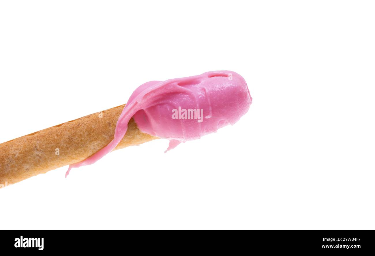 biscuit stick with pink cream isolated on white background Stock Photo ...
