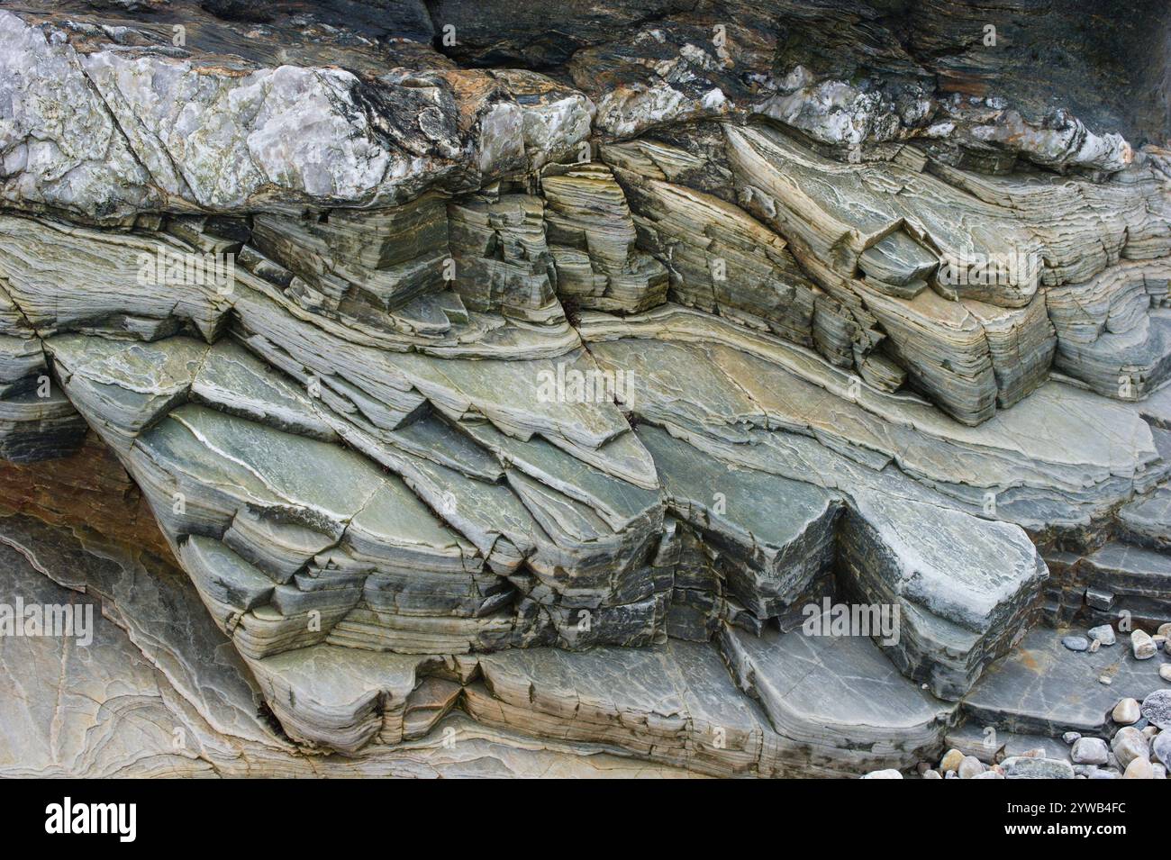 Quartzite rock layers showing two series of fraction joints, Norway ...