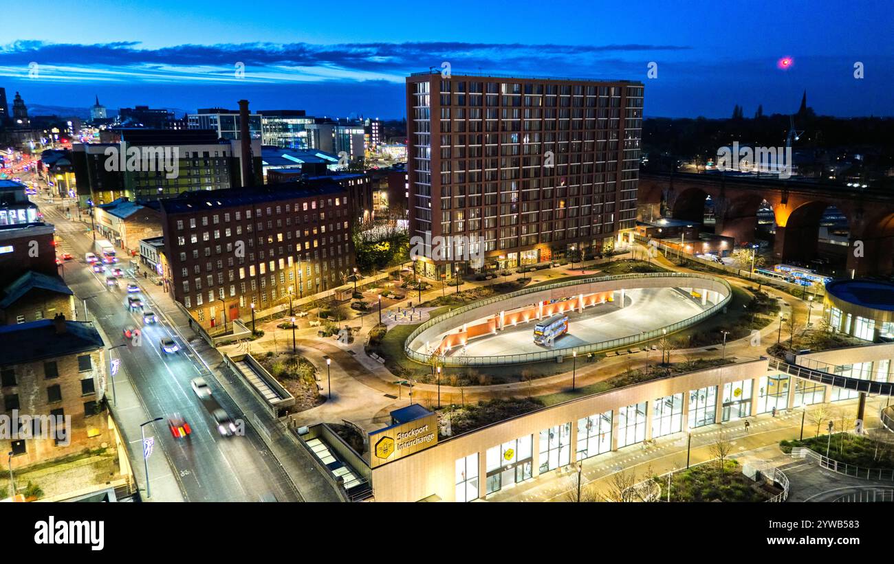 Stockport town centre Viaduct Park and transport interchange Stock ...