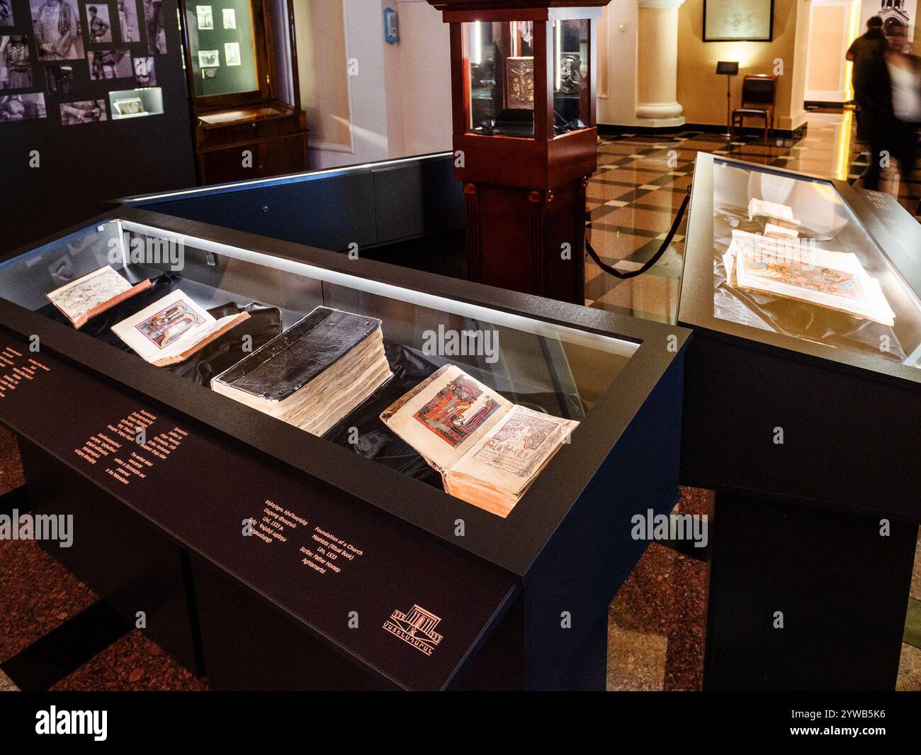 Yerevan, Armenia - November 22, 2024: display case with handwritten ...