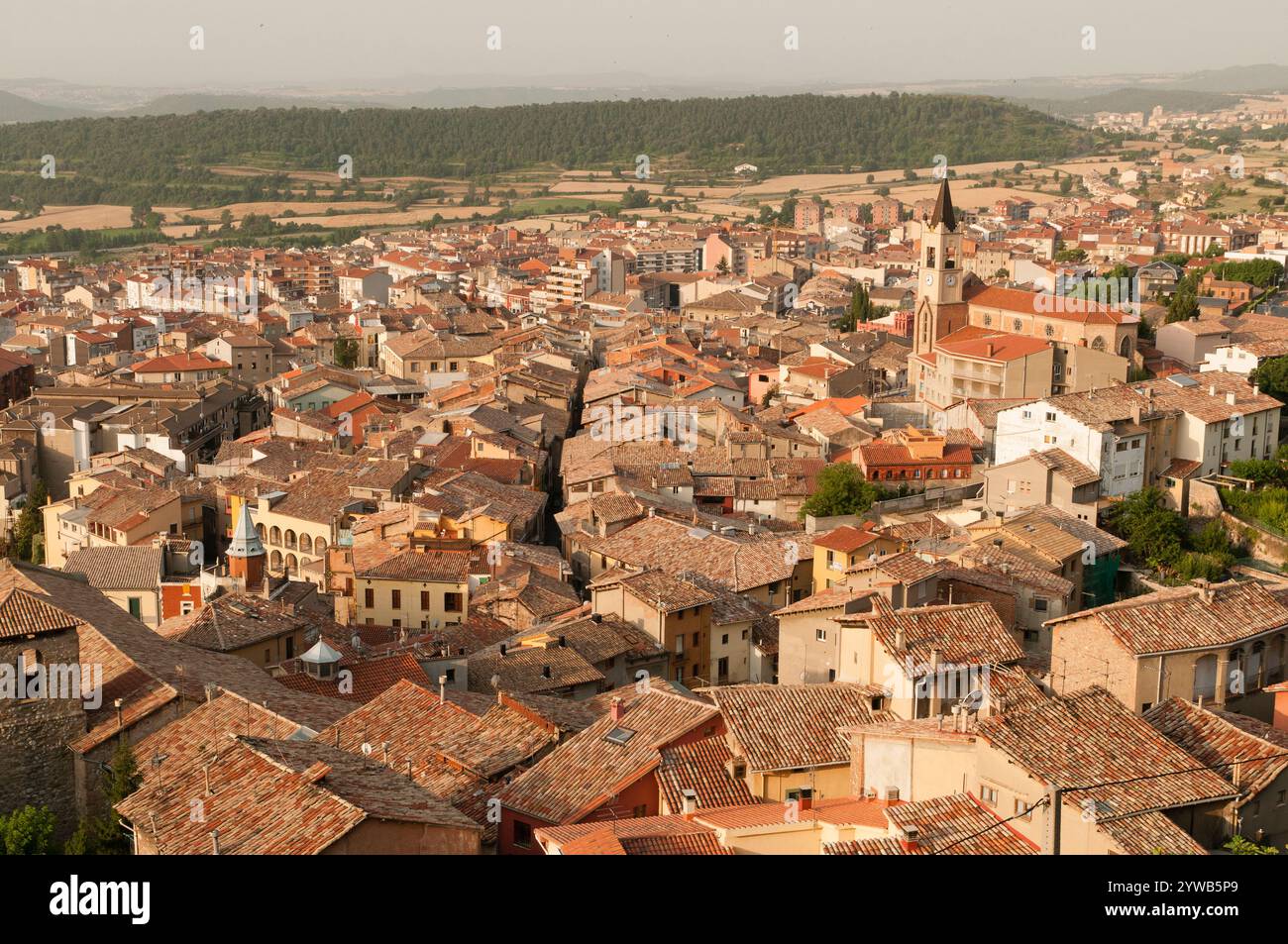 Aerial view of the traditional town of Berga at sunrise Stock Photo - Alamy