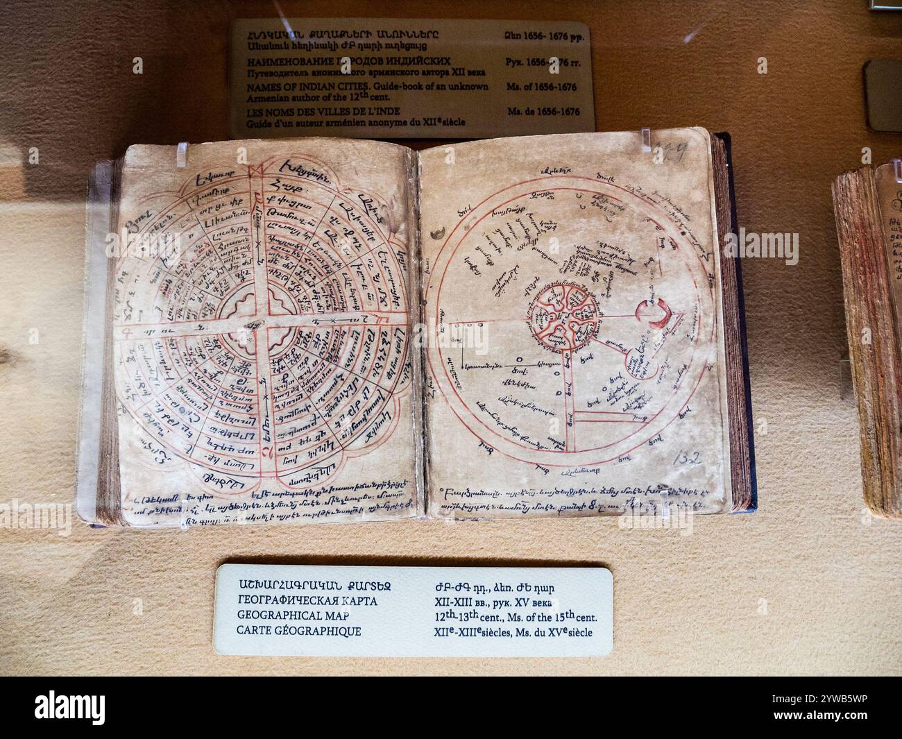 Yerevan, Armenia - November 22, 2024: handwritten medieval geographical ...