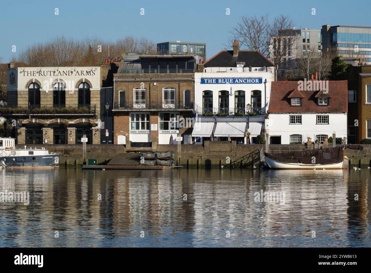 Stretch of Thames path from Hammersmith Bridge to Barnes, London,UK ...