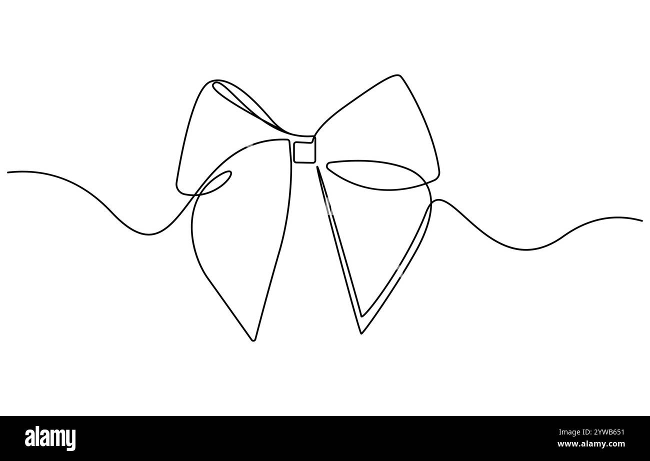 Drawing of gift ribbon bow in continuous line art style Stock Vector ...