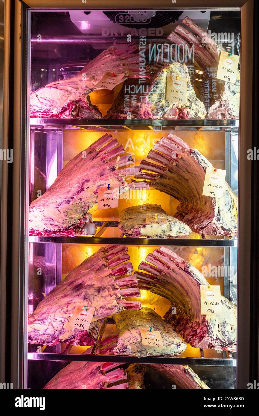 Yereva, Armenia - November 30, 2024: view of many beef ribs in dry ...