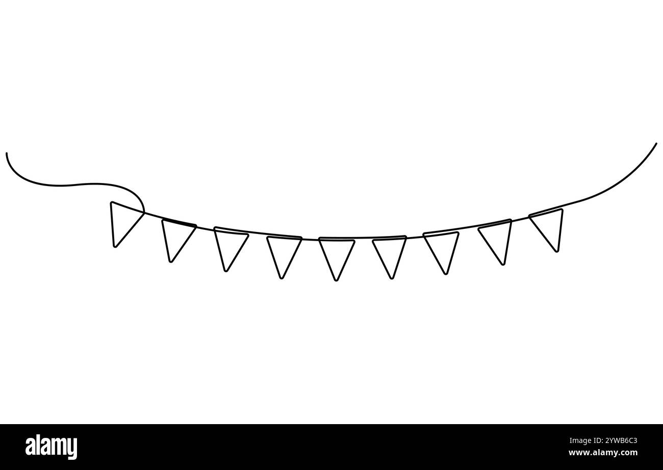 Continuous line art drawing buntings garland Stock Vector Image & Art ...