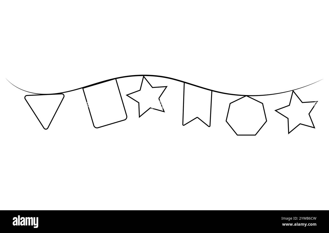 Continuous line art drawing buntings garland Stock Vector Image & Art ...