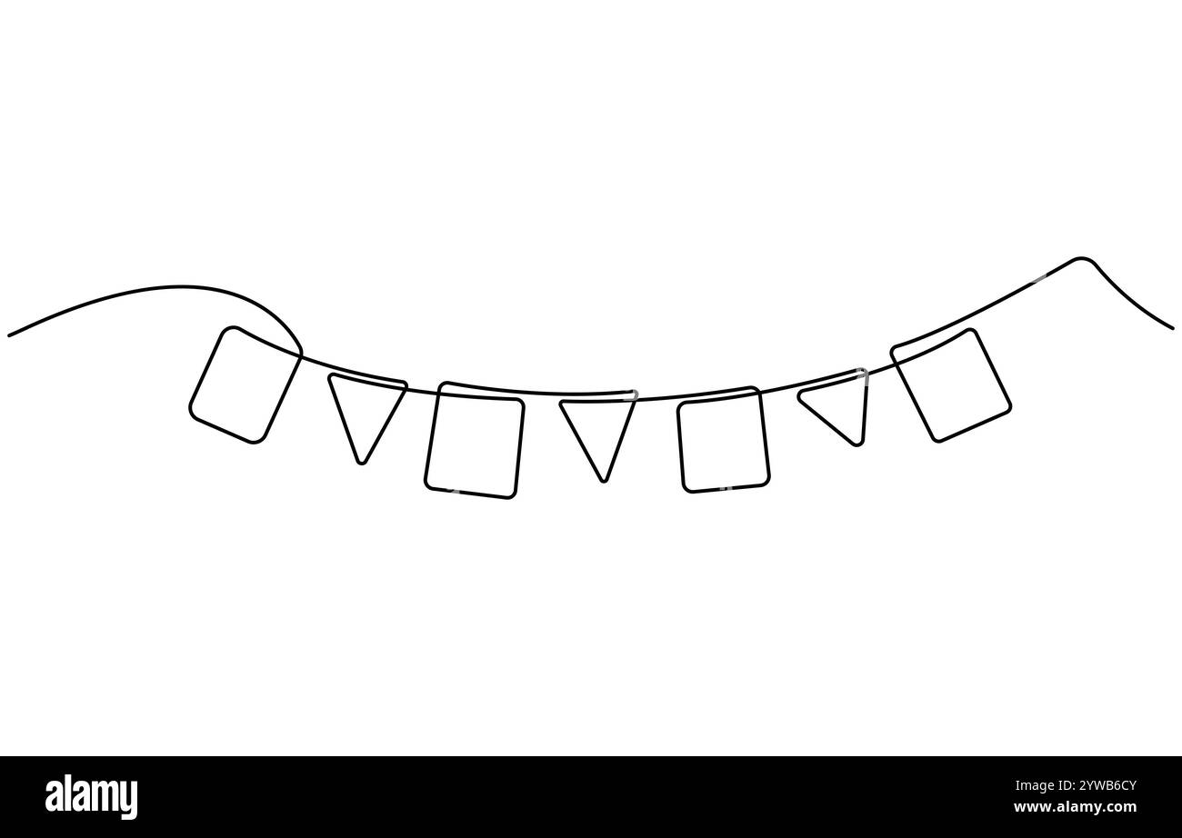 Continuous line art drawing buntings garland Stock Vector Image & Art ...
