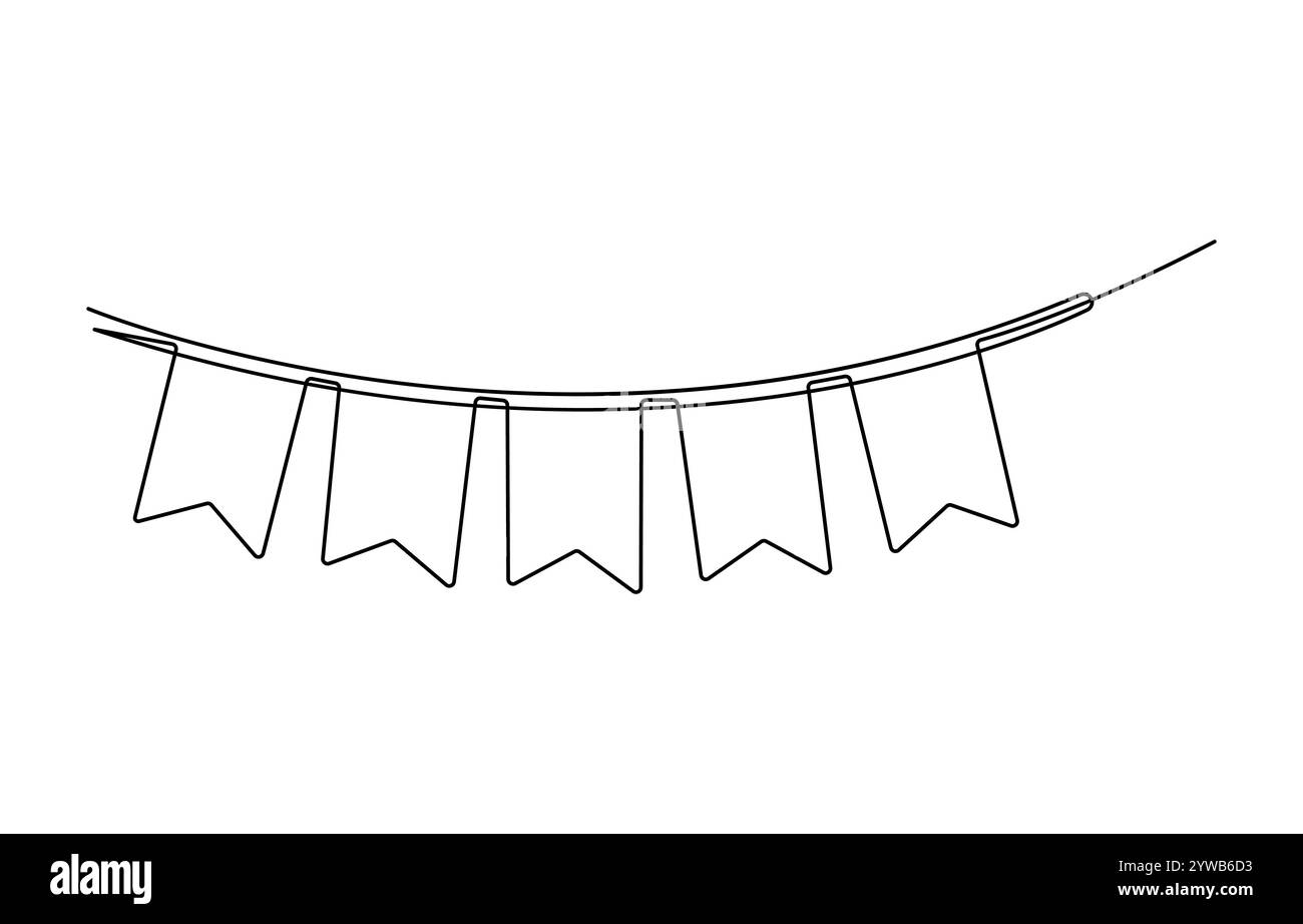 Continuous line art drawing buntings garland Stock Vector Image & Art ...
