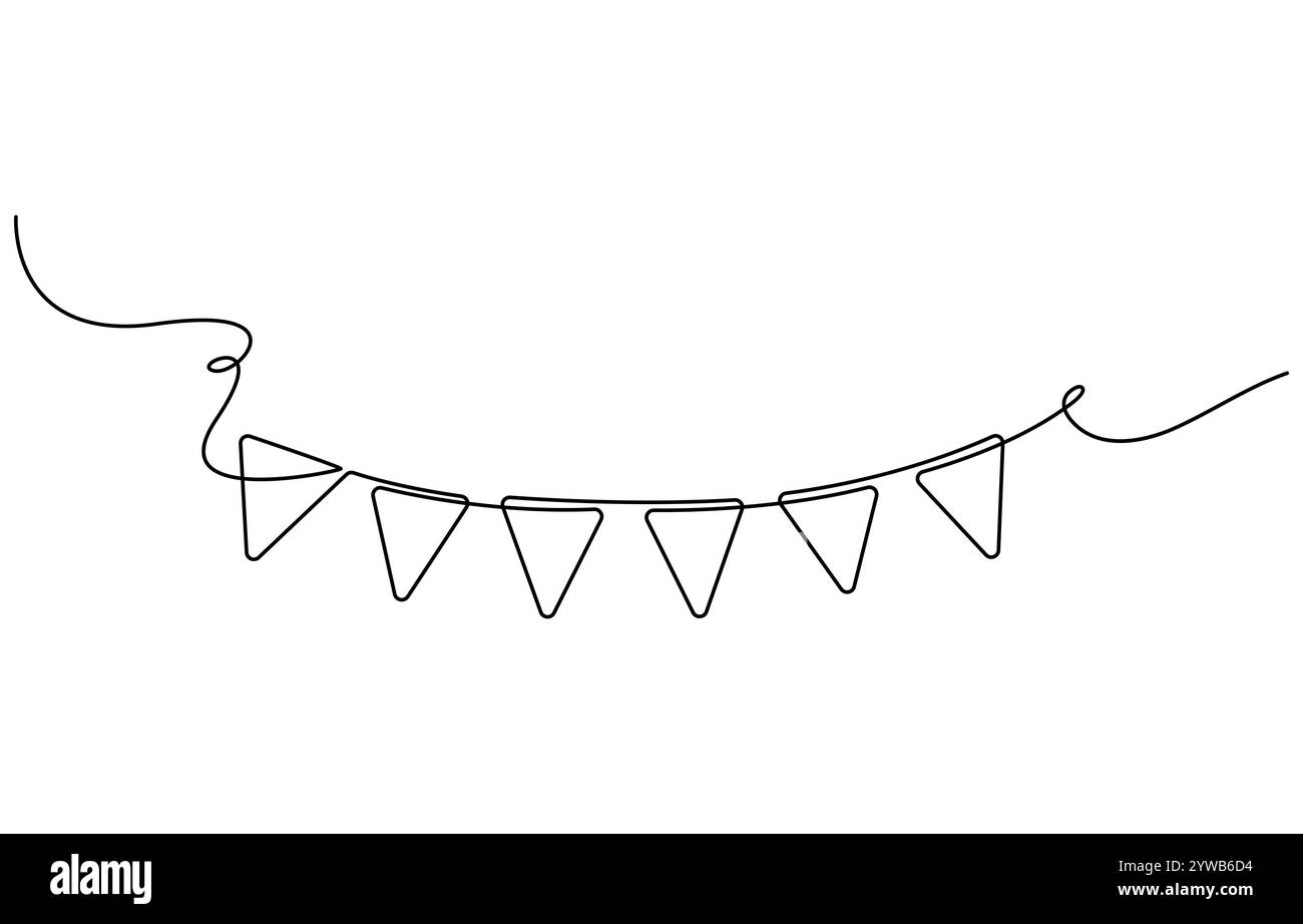 Continuous line art drawing buntings garland Stock Vector Image & Art ...