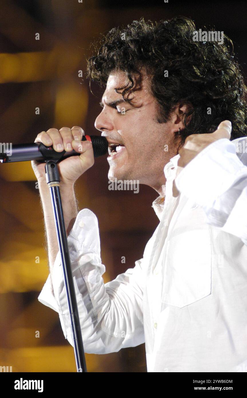 Verona Italy 08/09/2002: Francesco Renga, Italian singer, during the ...