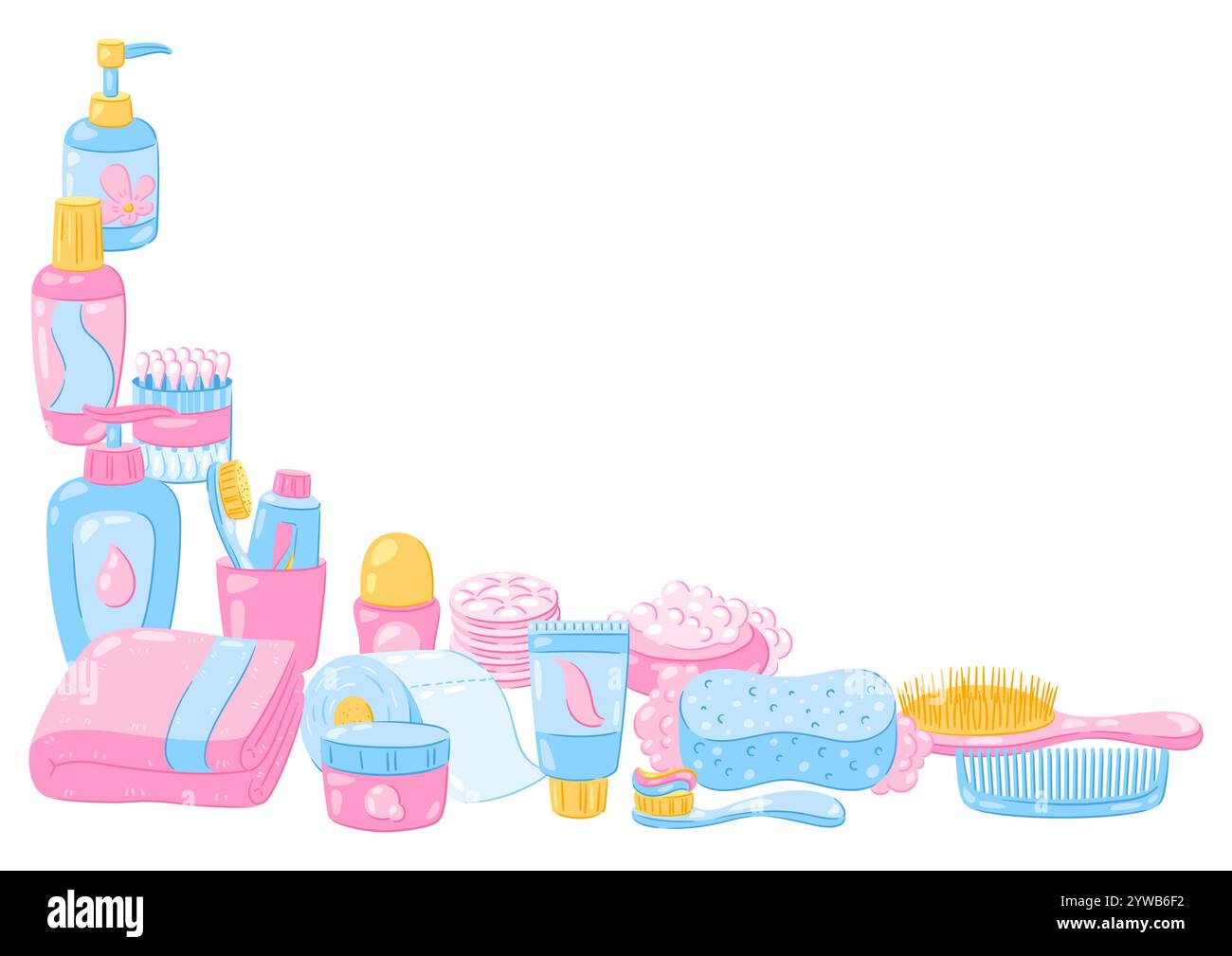 Background with hygiene objects. Washing, beauty, body care. Personal ...