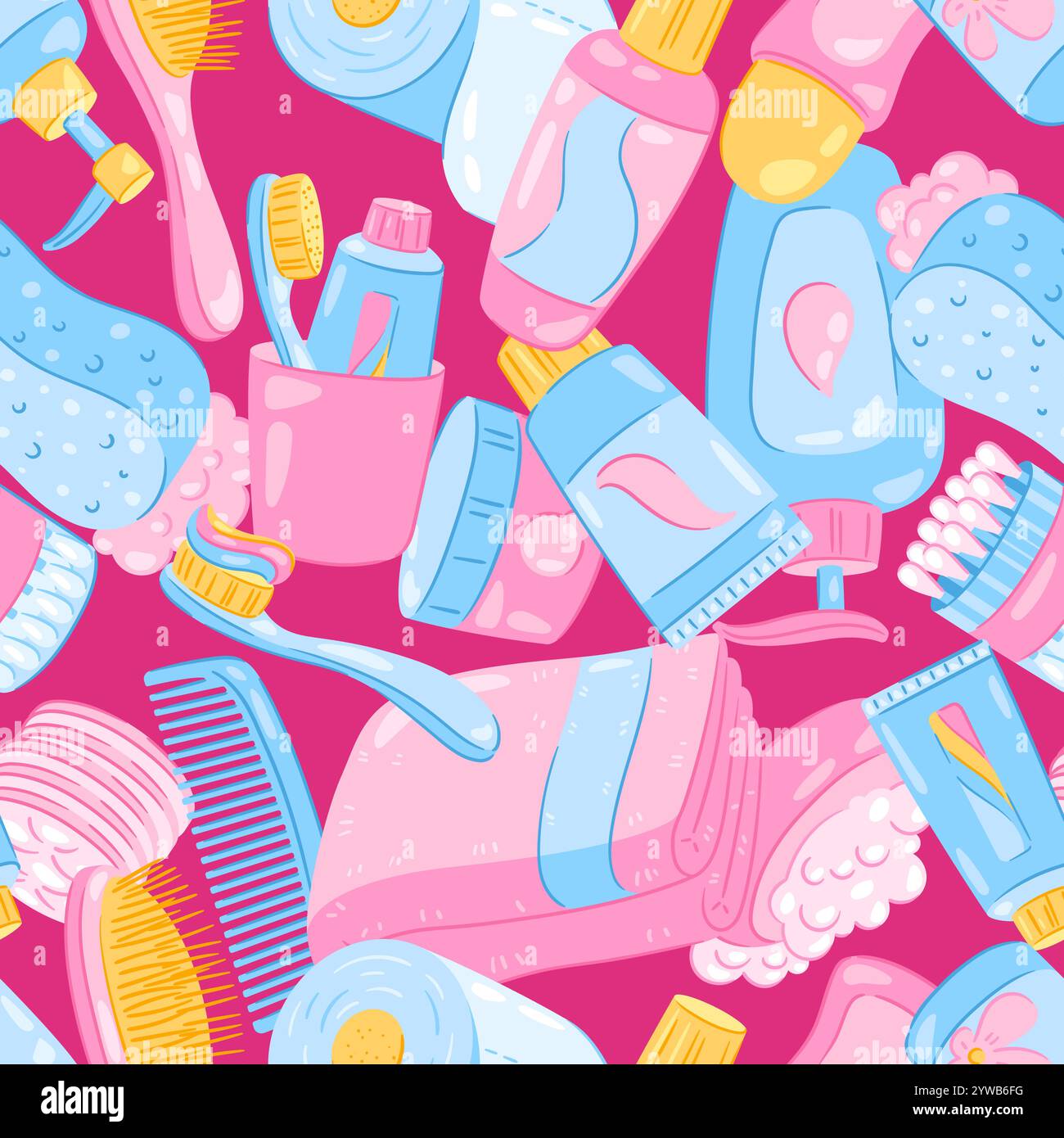 Pattern with hygiene objects. Washing, beauty, body care. Personal ...