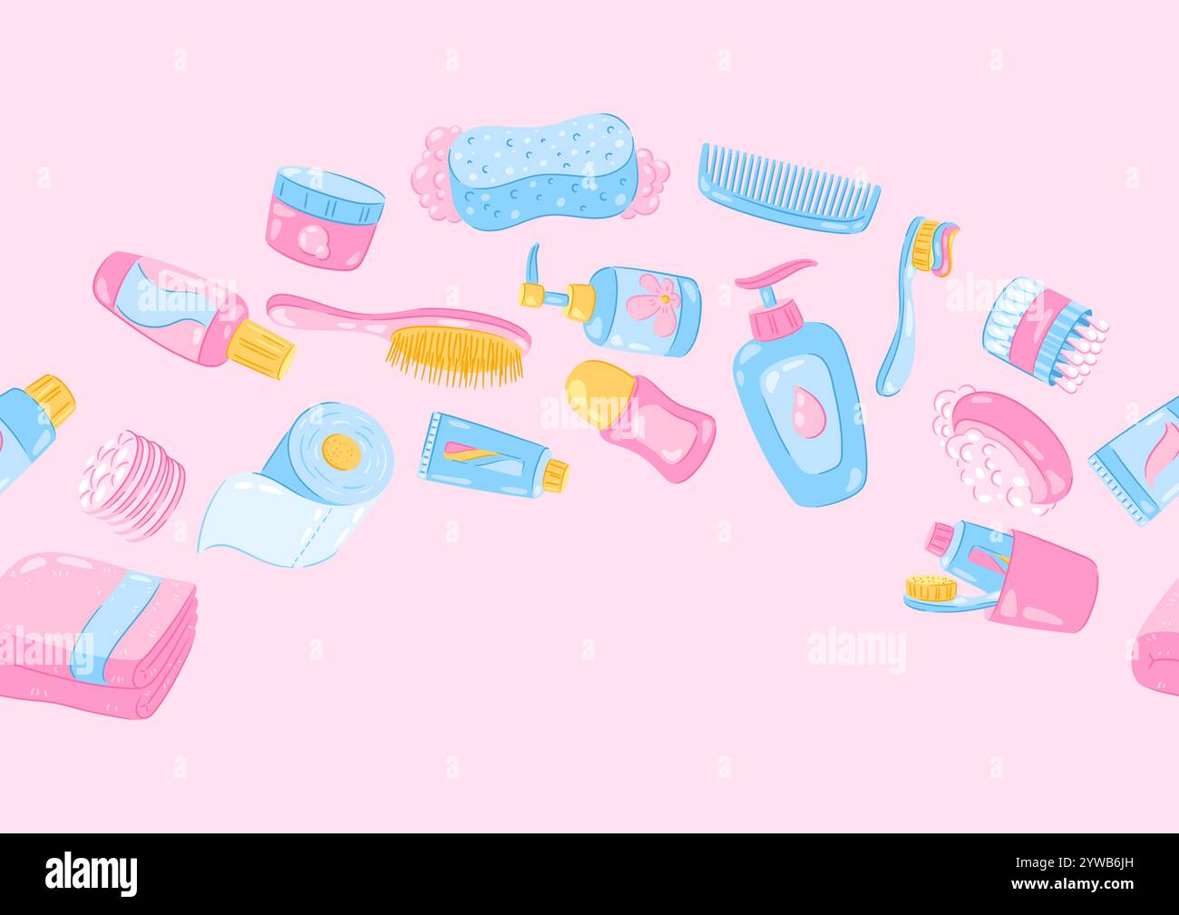Pattern with hygiene objects. Washing, beauty, body care. Personal ...
