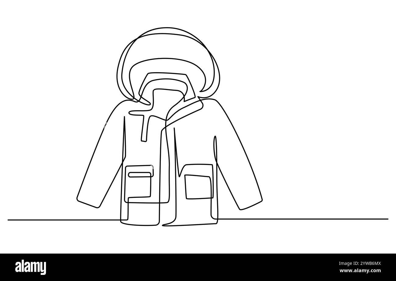 Winter jacket continuous one line drawing vector illustration Stock ...